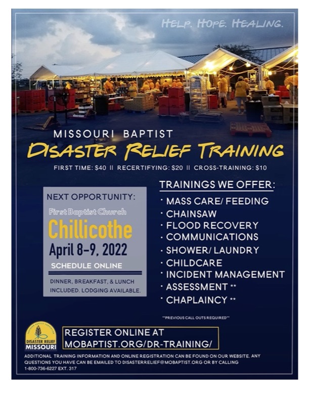 2022 Missouri Disaster Relief Training (Northwest Region) - CPBA